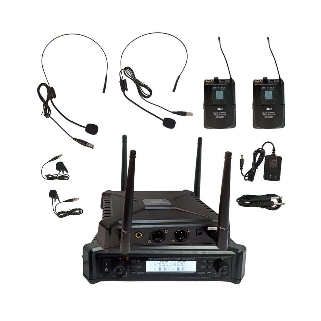 Micrófono Inalámbrico Doble con 2 Vinchas y 2 Solaperos UHF BT-M40BP ...