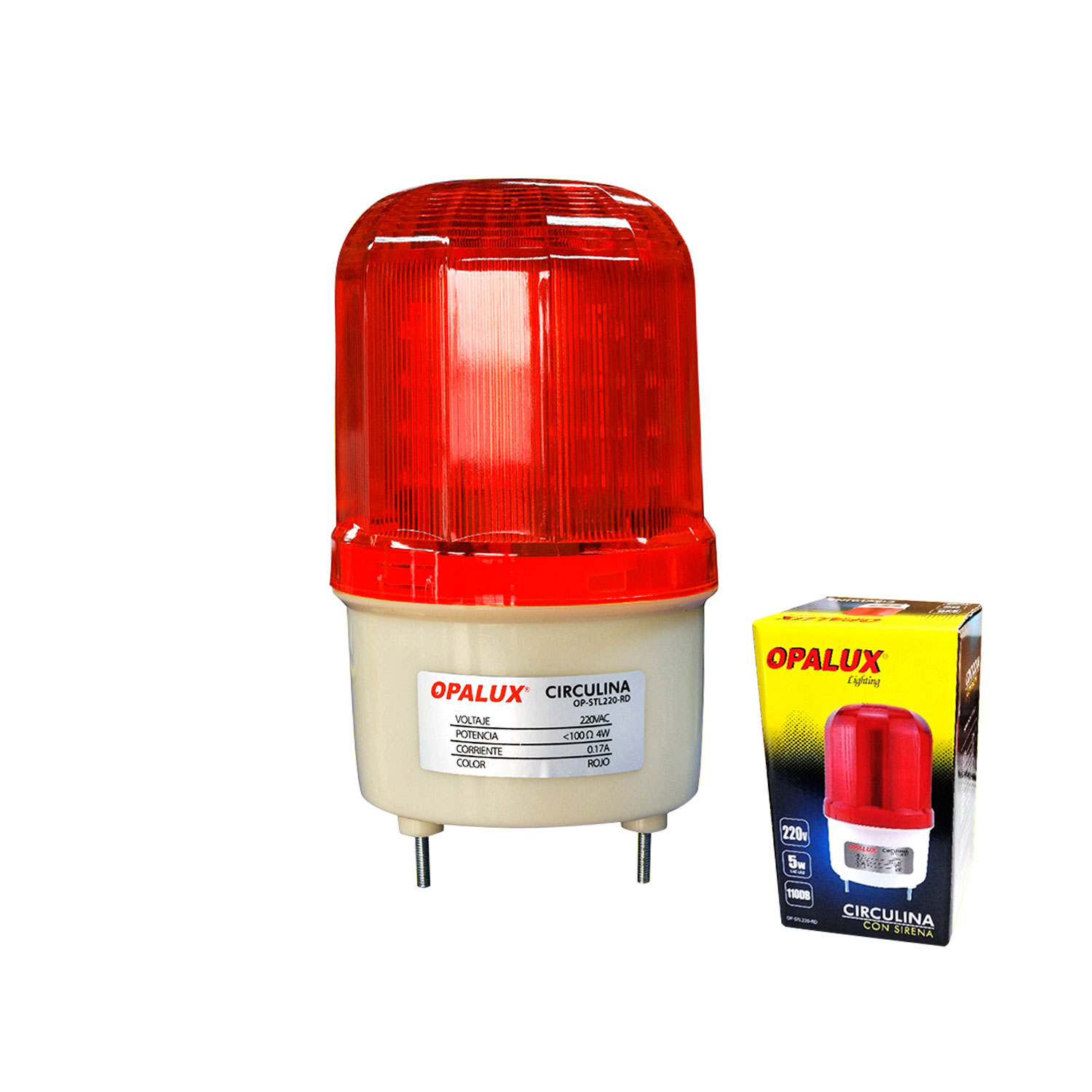 Circulina con Sirena 220VAC Rojo OP-STL220-RD OPALUX - Westor.pe