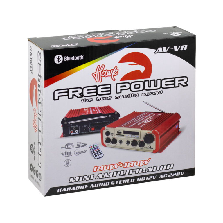 Mini Amplificador 180W con Bluetooth, USB, SD y FM AV-V8 HAWK FREE ...